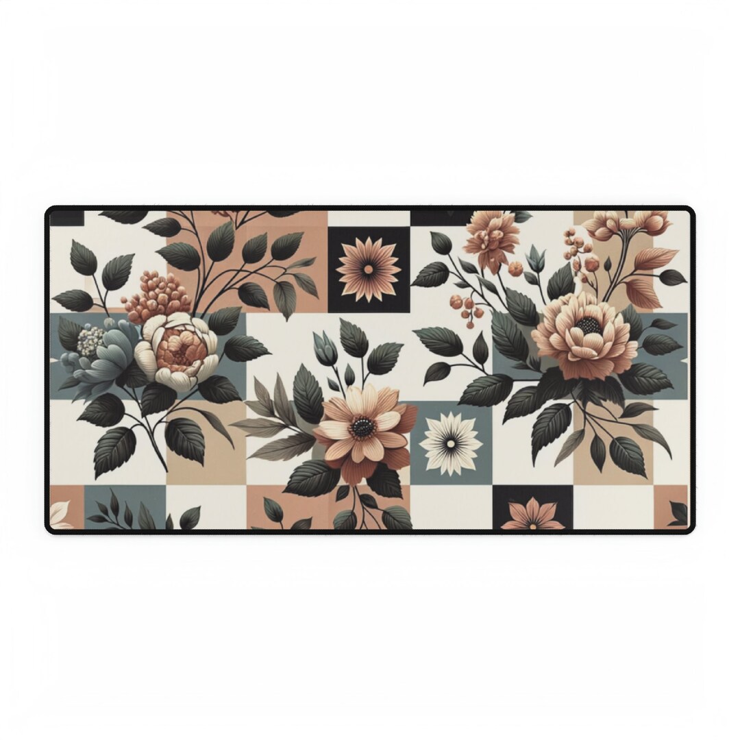 Desk Mats, Checkerboard Design, Neutral Color, Peach Fuzz, Olive Green ...