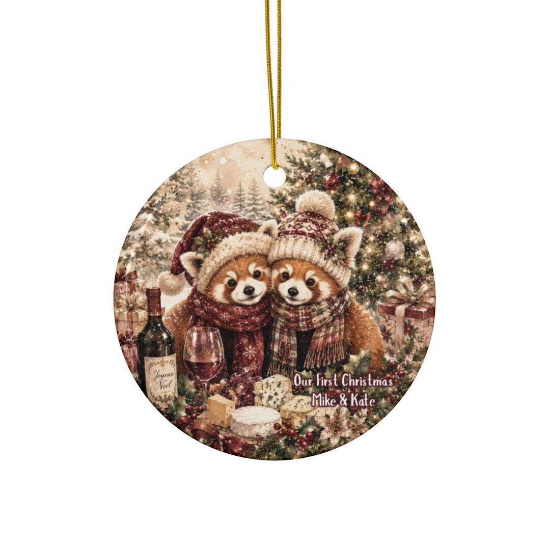 Custom Text Dual Sided Red Panda Firefox Lovers Ornament, Our First 1st ...