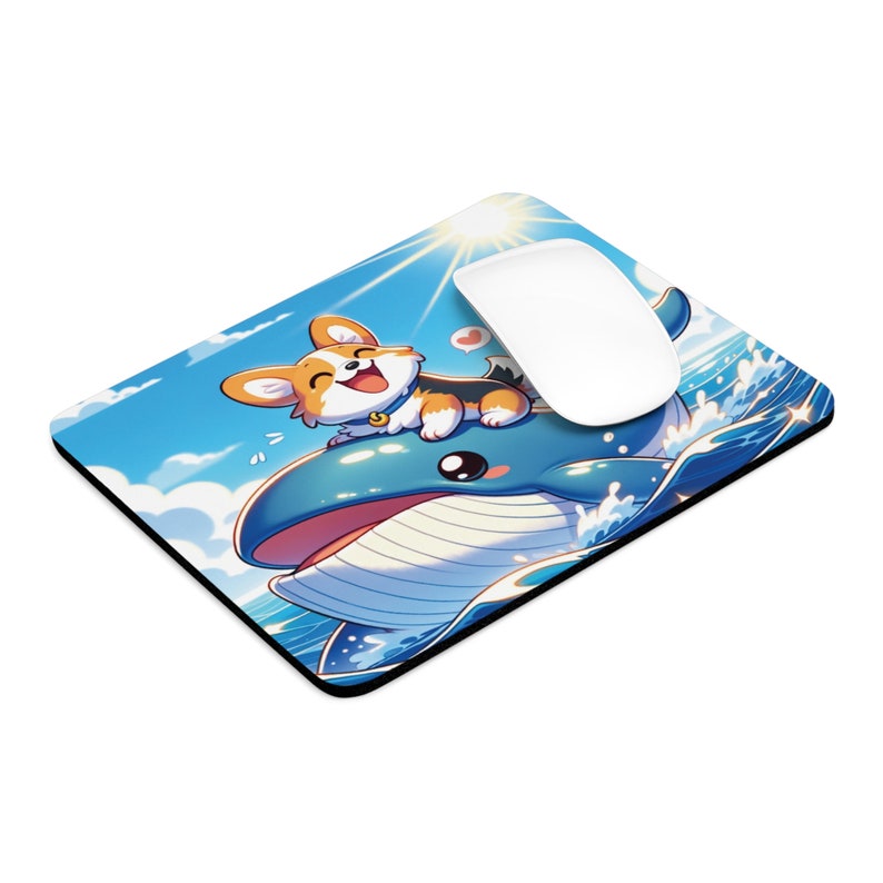Mouse Pad for Kids, Student, Pre Teen, Cute Corgi, Corgi Lover, Whale Lover, Vibrant Computer ...