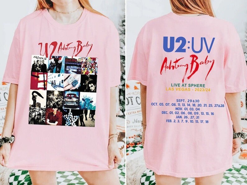 UPDATED 2024 U2 Rock Band Achtung Baby Album Tour 2023-24 T-Shirt sold ...