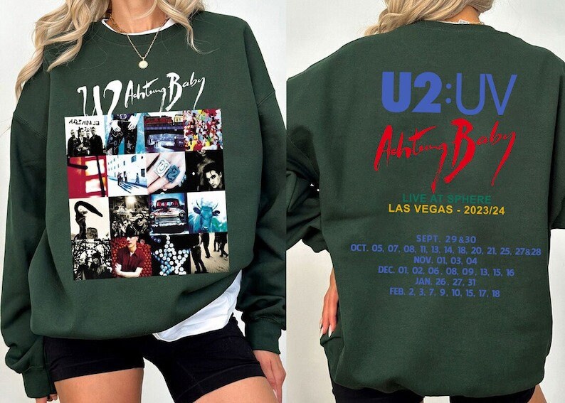 UPDATED 2024 U2 Rock Band Achtung Baby Album Tour 2023-24 T-Shirt sold ...