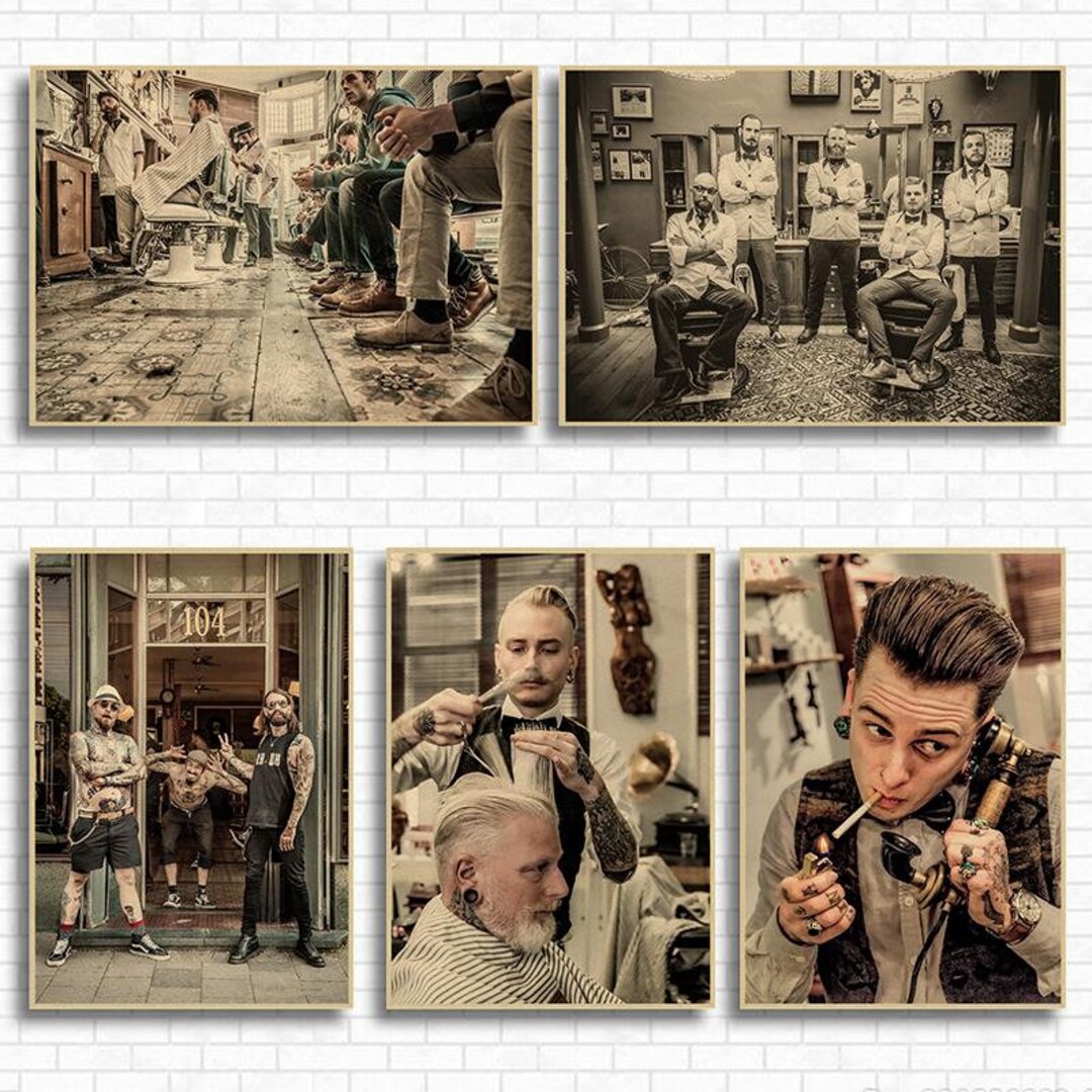 Tattoos Barber Shop Kraft Paper Poster Bar Cafe Living Room Dining Room ...