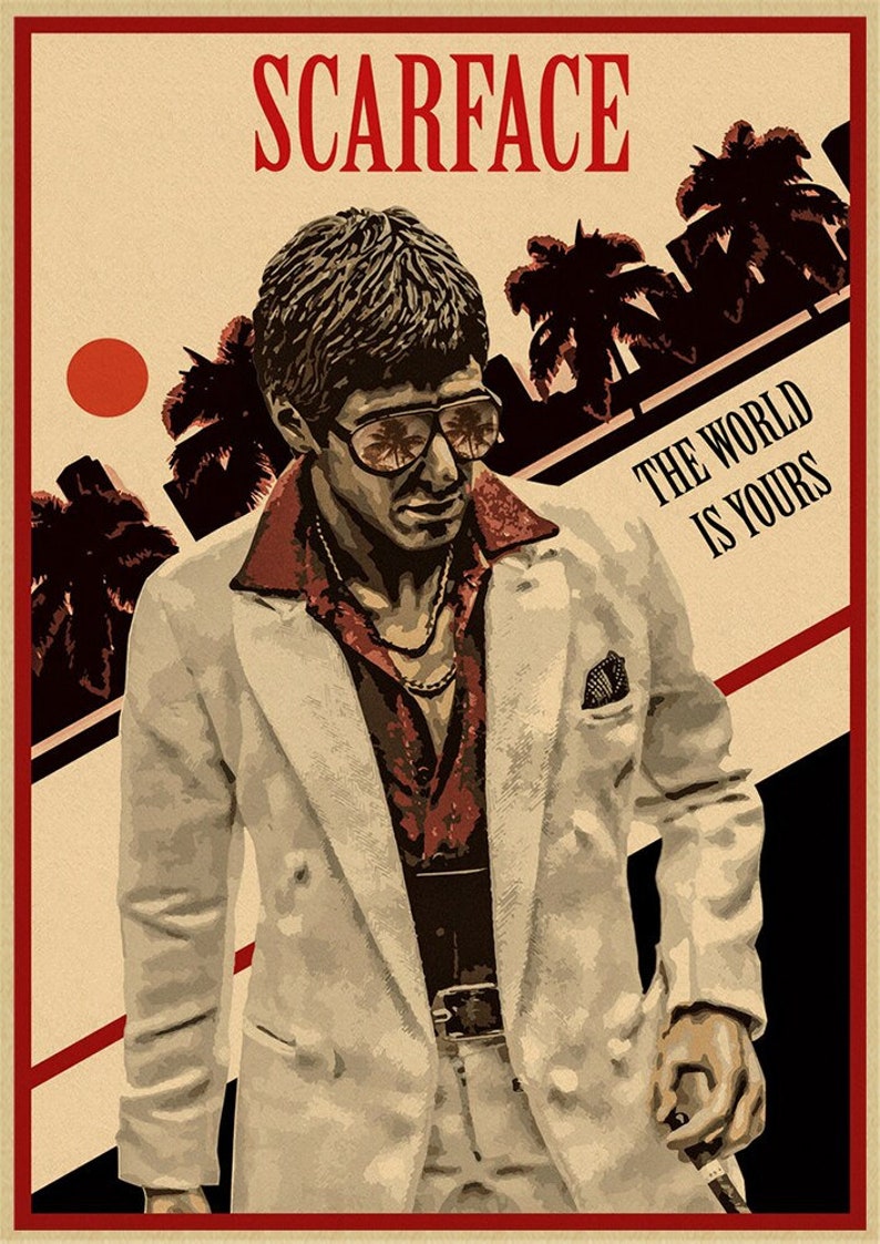 Scarface Old Photo Retro Kraft Paper Poster Bar Cafe Living Room Dining ...