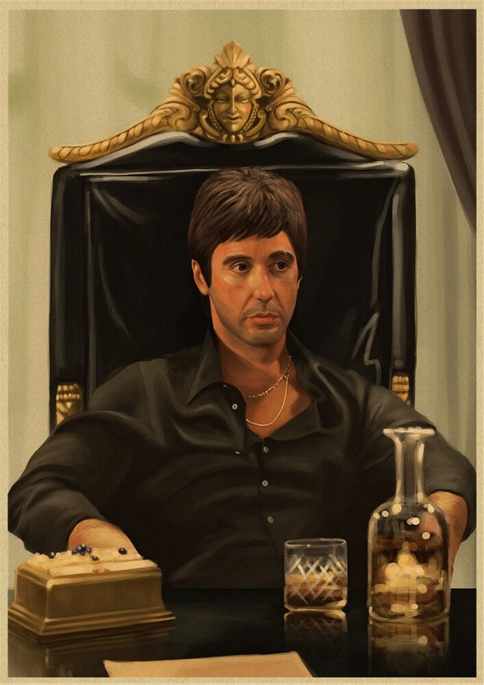 Scarface Old Photo Retro Kraft Paper Poster Bar Cafe Living Room Dining ...