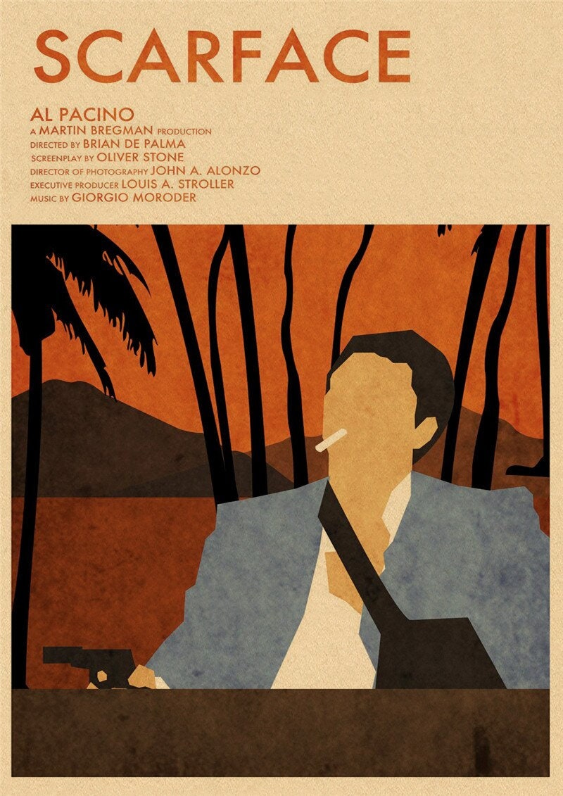 Scarface Old Photo Retro Kraft Paper Poster Bar Cafe Living Room Dining ...