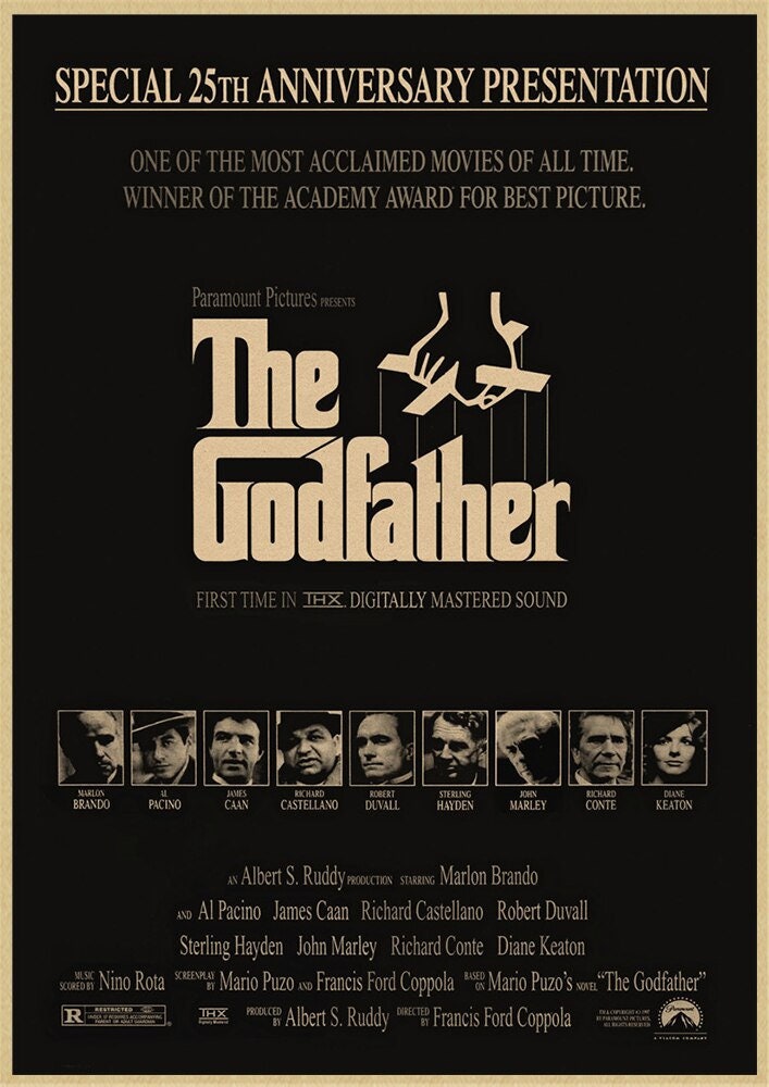 The Godfather Classic Gangster Movie Kraft Paper Poster Bar Cafe Living ...