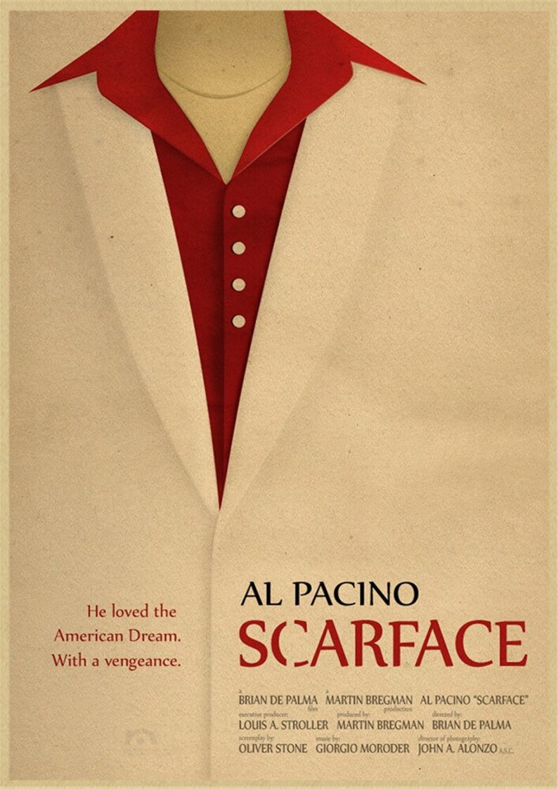 Scarface Old Photo Retro Kraft Paper Poster Bar Cafe Living Room Dining ...