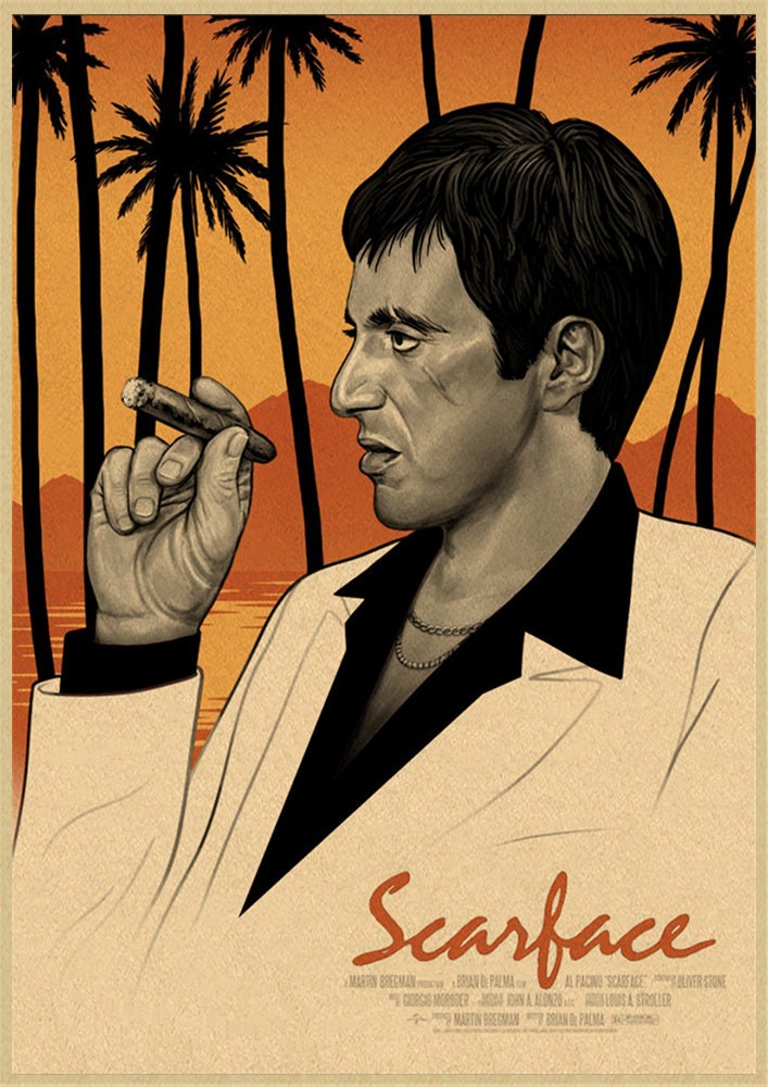 Scarface Old Photo Retro Kraft Paper Poster Bar Cafe Living Room Dining ...
