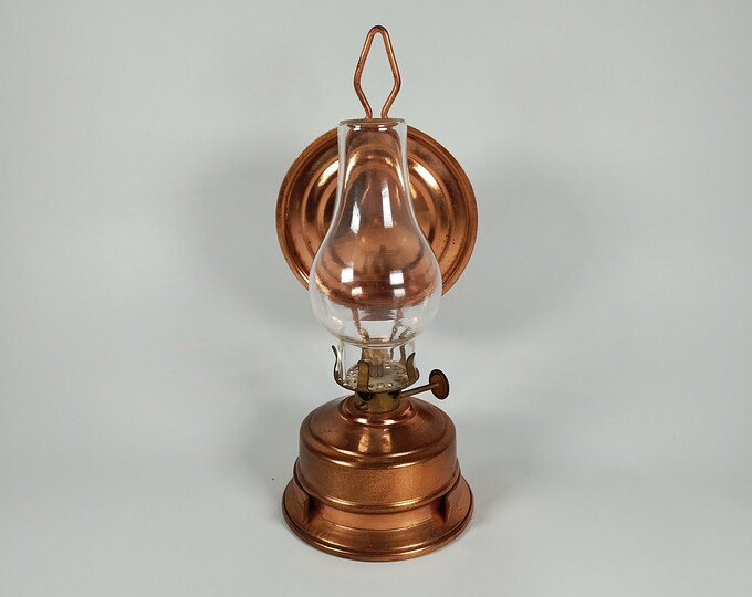 Vintage Copper Oil Lamp With Reflector and Hanger | Original Chimney - Etsy