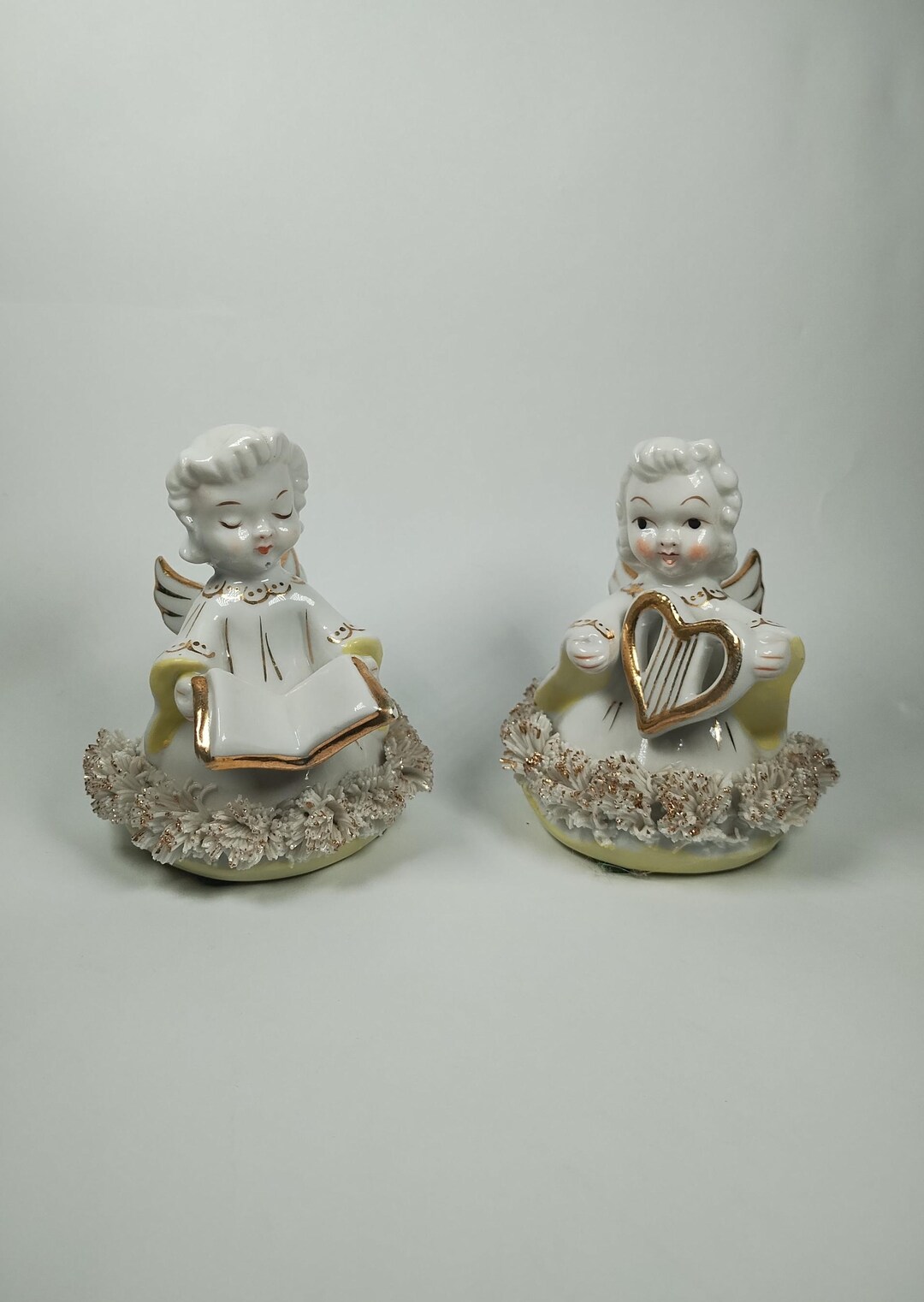 Set of Two Vintage Porcelain Spaghetti Angels | Blume | Made in Japan ...