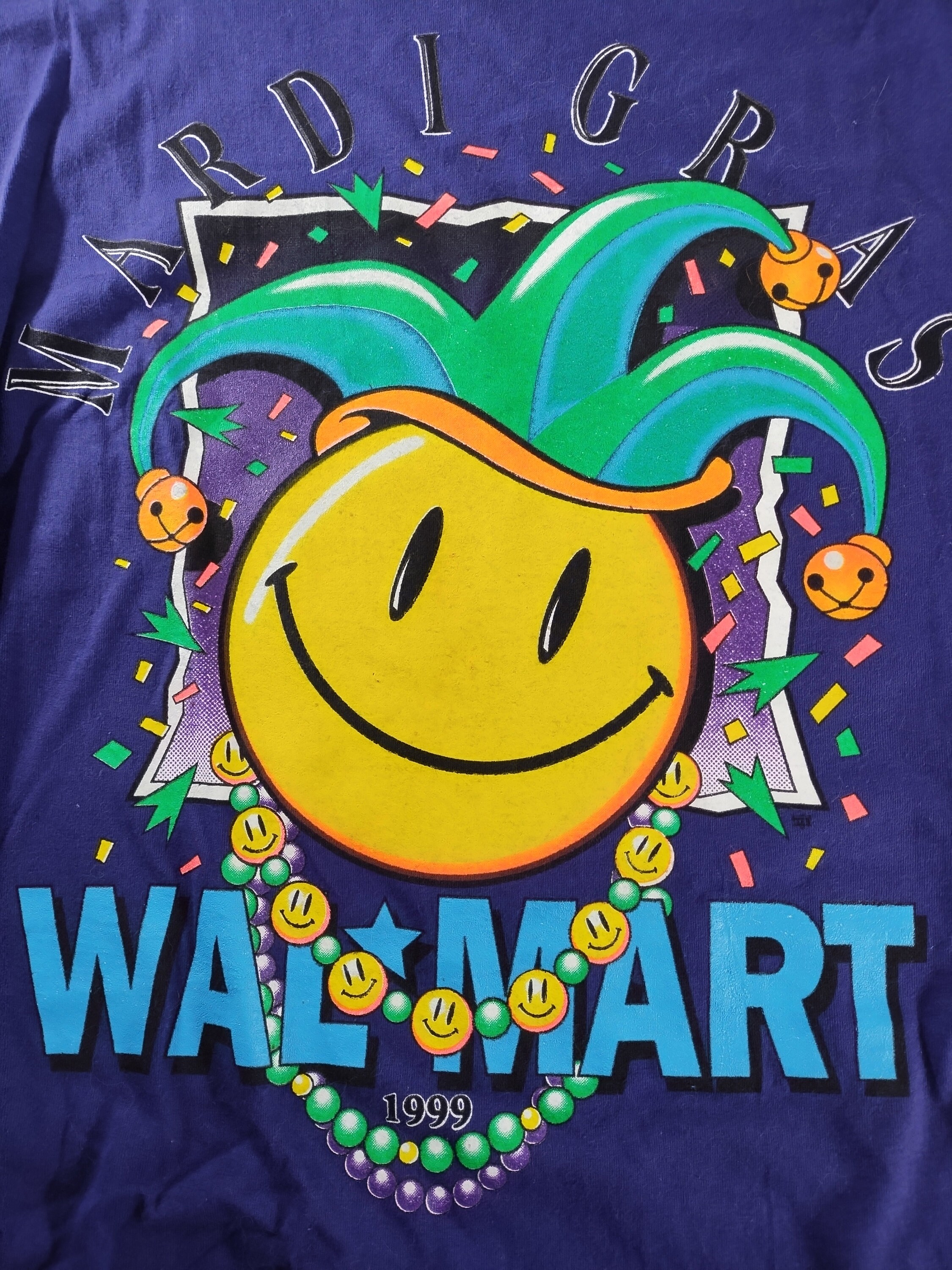 Vintage Walmart Smiley Face Mardi Gras T Shirt Size L 1999 - Etsy