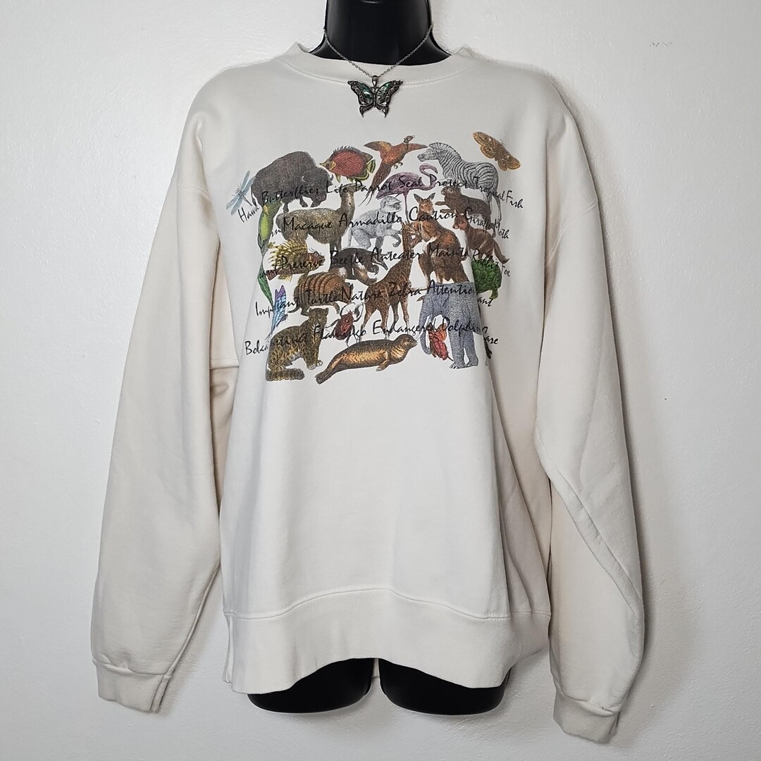 Vintage 90s Maze Endangered Animal Graphic Sweatshirt Sz L Hippie ...