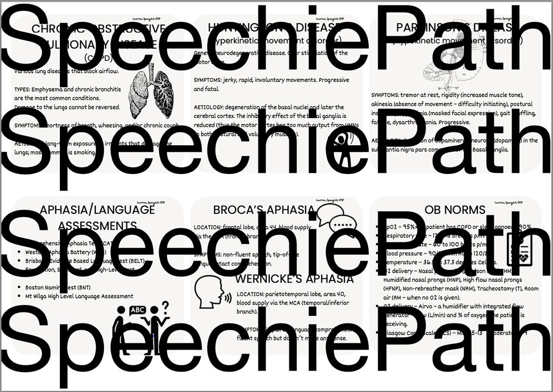 Hospital Placement Cards, Speech Pathology Student, Hospital Acute, 3rd ...