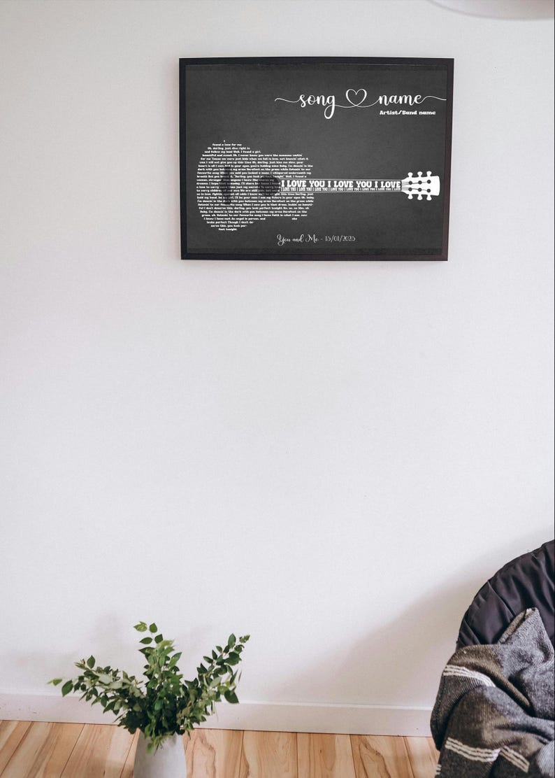 Custom Song Lyrics Poster, Printable Lyrics Poster, Wall Art With Your ...