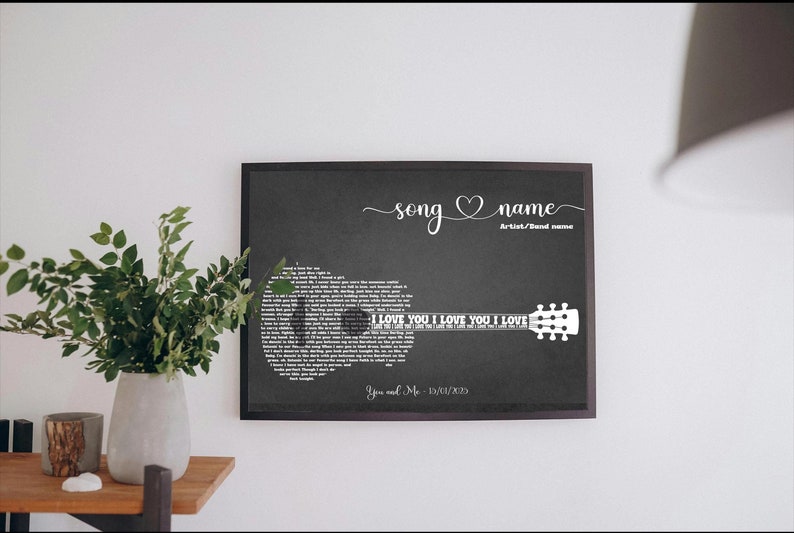 Custom Song Lyrics Poster, Printable Lyrics Poster, Wall Art With Your ...