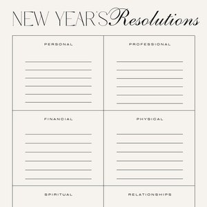 Year Review New Year's Resolution Goal Setting Tracker Printable Worksheet Bundle Instant PDF ...