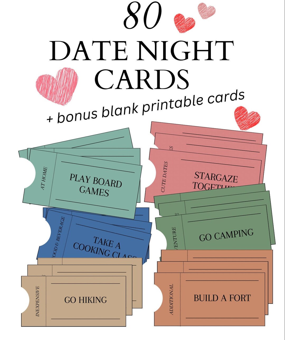 Date Night Cards, Printable Date Cards, Date Jar Cards, Couples Coupon ...