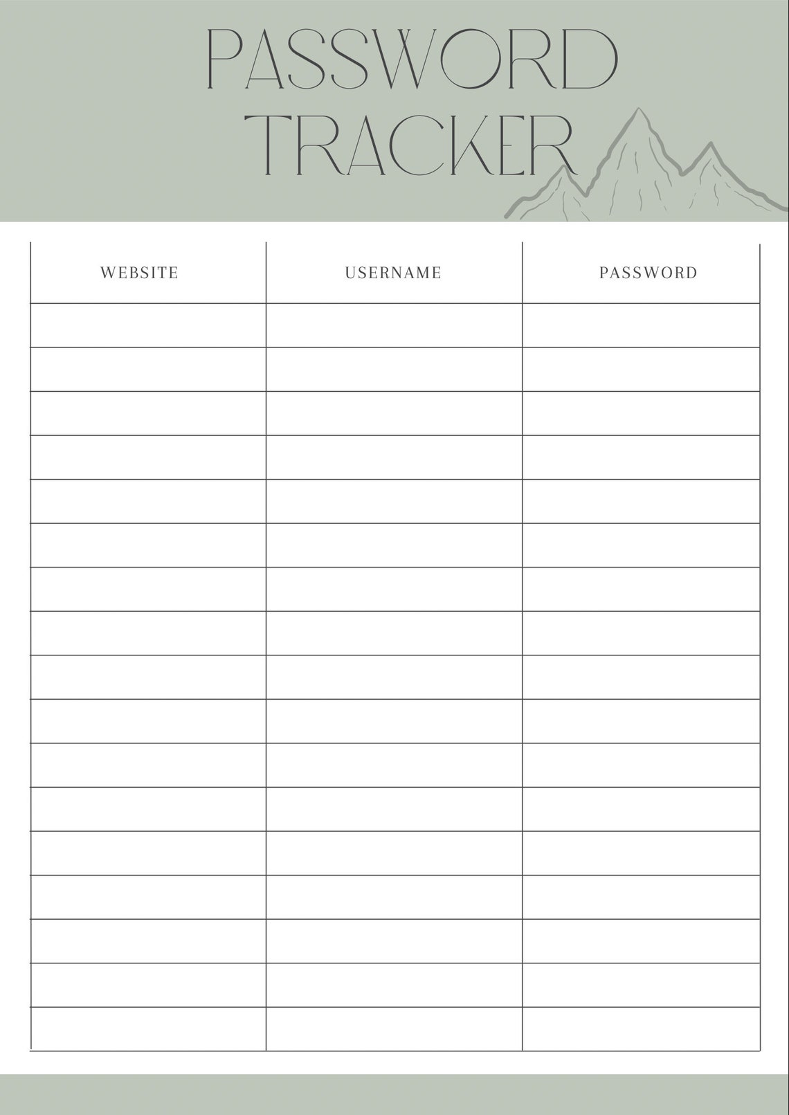Password Tracker Insert, Password Tracker Printable Worksheet, Happy ...