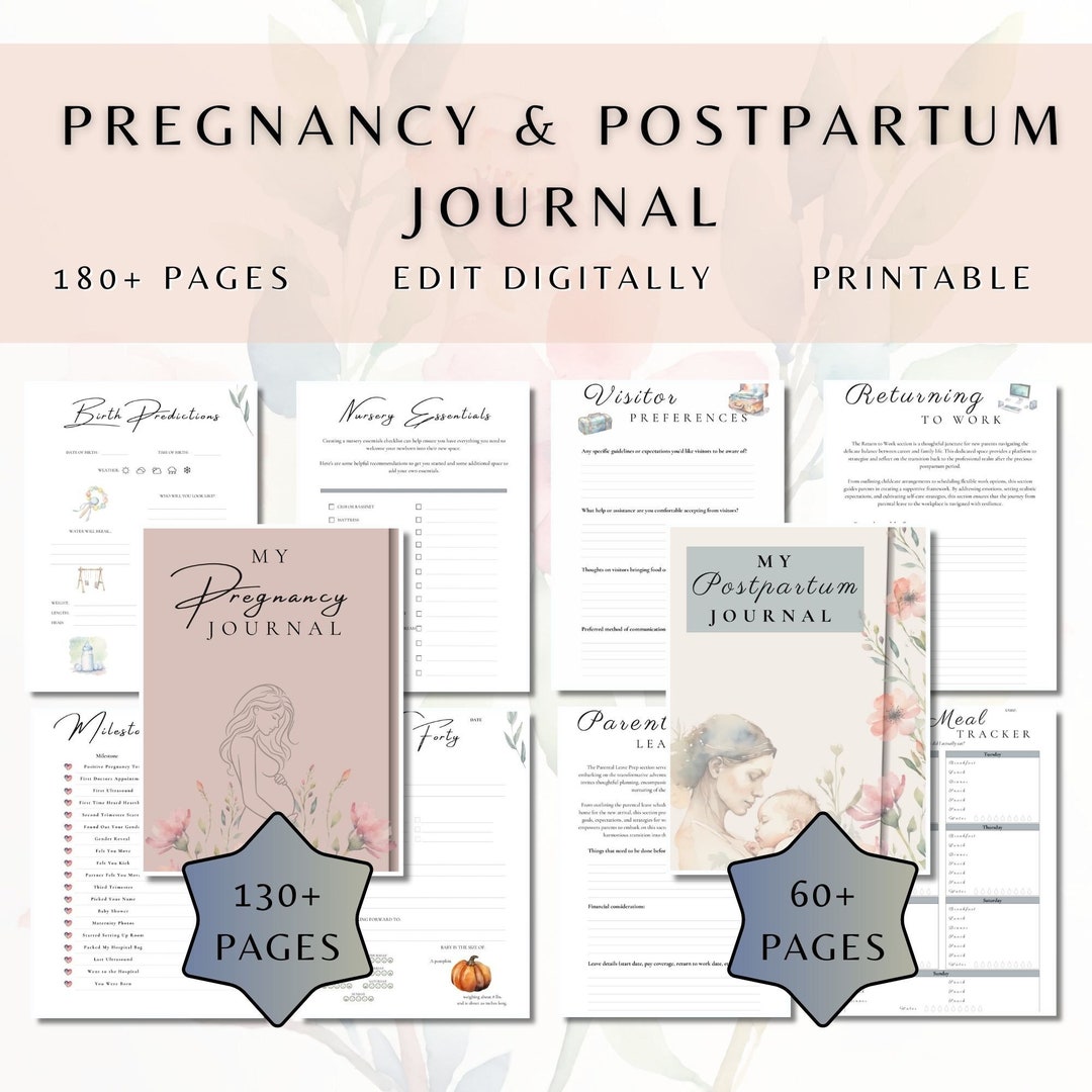 Pregnancy Planner Printable, Postpartum Journal, Pregnancy Journal ...