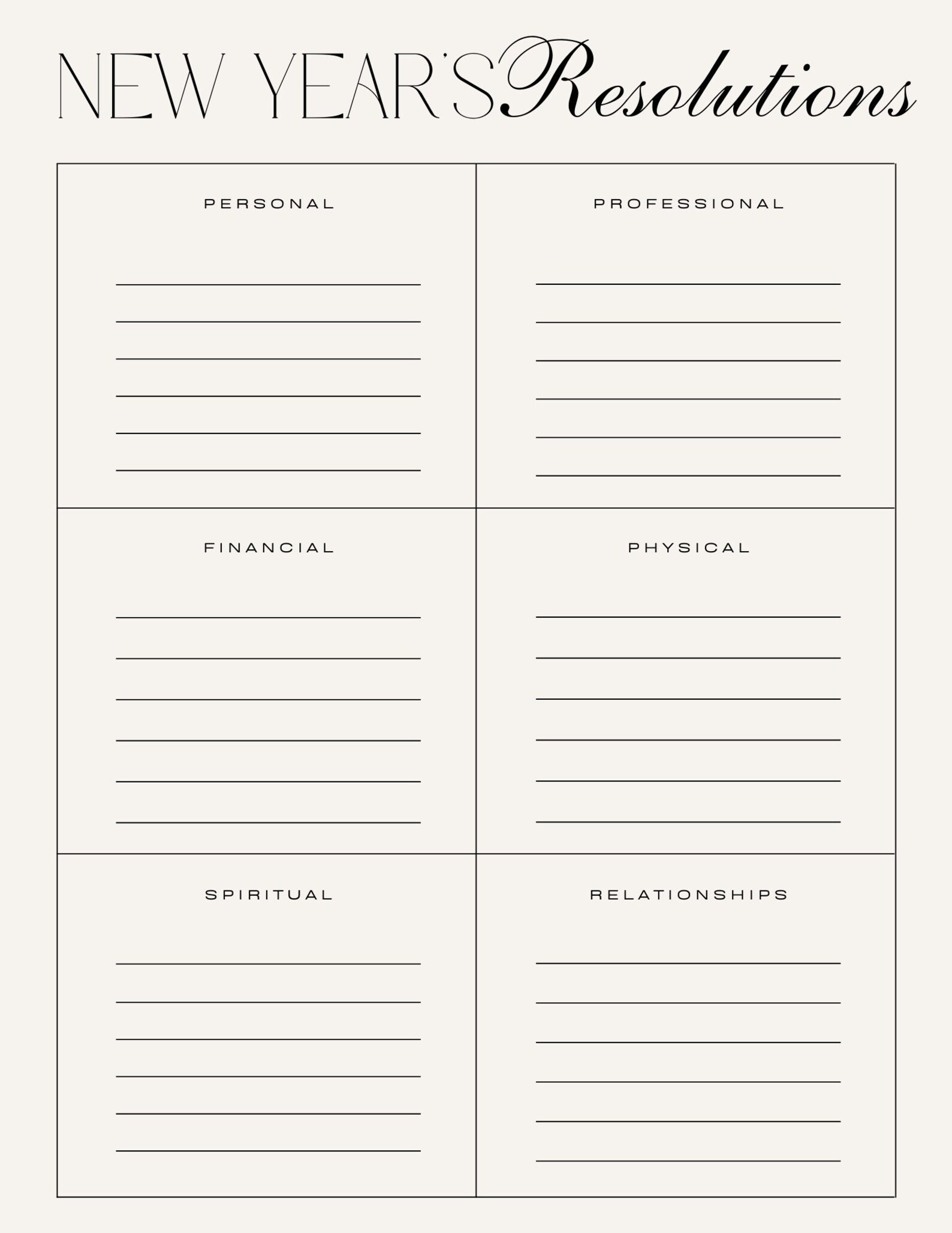 Year Review New Year's Resolution Goal Setting Tracker Printable ...