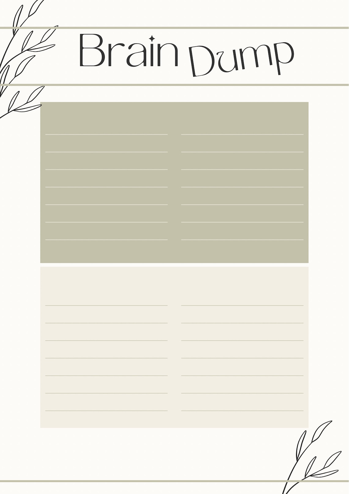 Printable Brain Dump Template Bundle, Planner Note Template Imserts ...