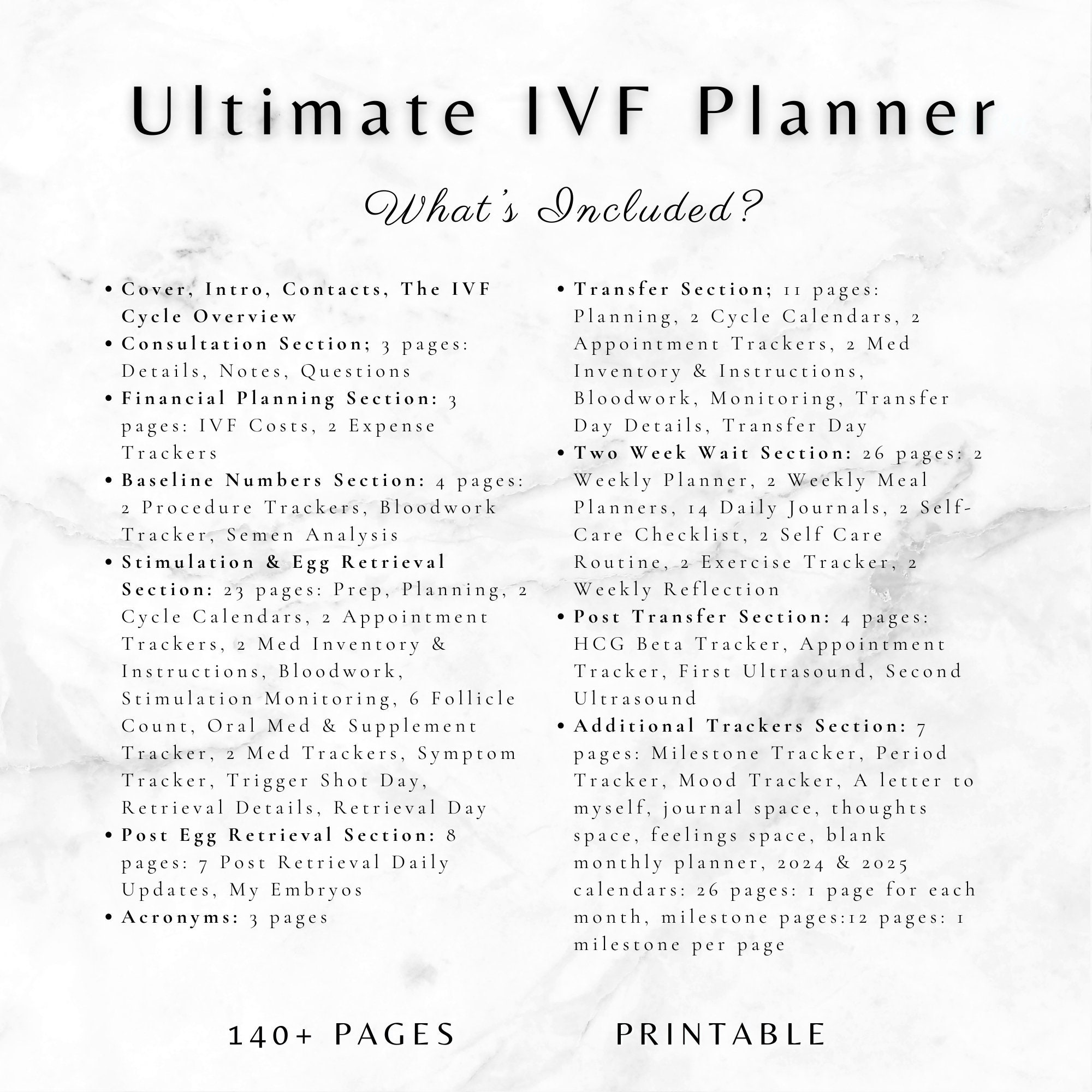 140+ Page Printable IVF Journal, Fertility Planner, IVF Planner, My IVF ...