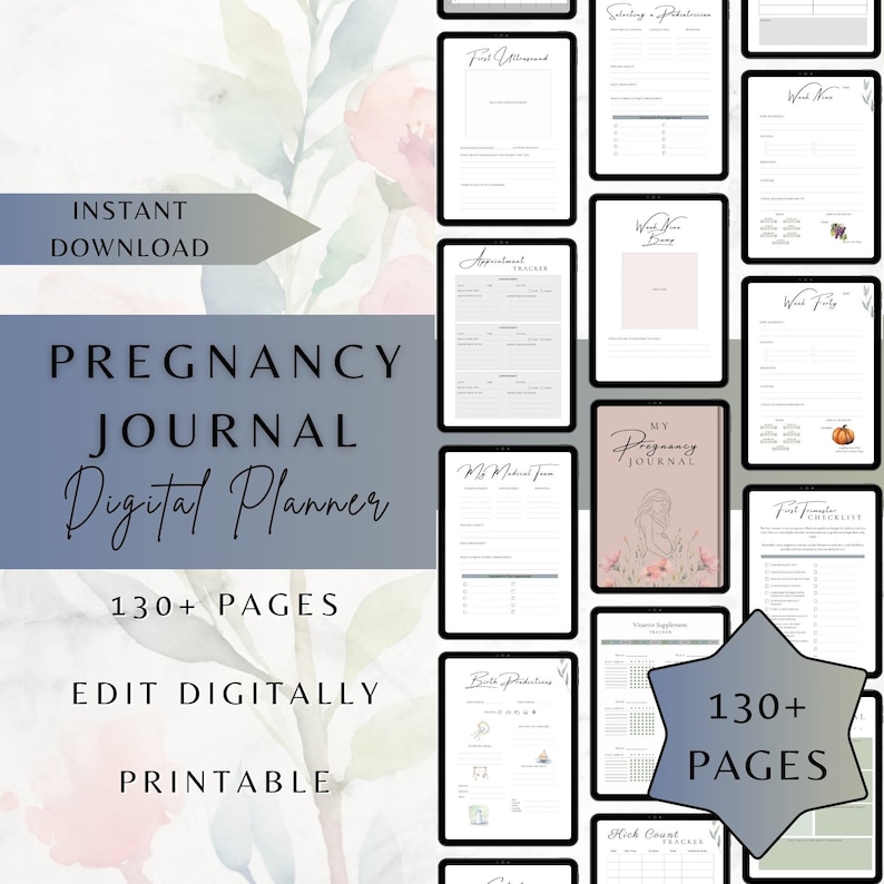 Pregnancy Planner Digital, Printable Pregnancy Journal, Expecting Mom ...