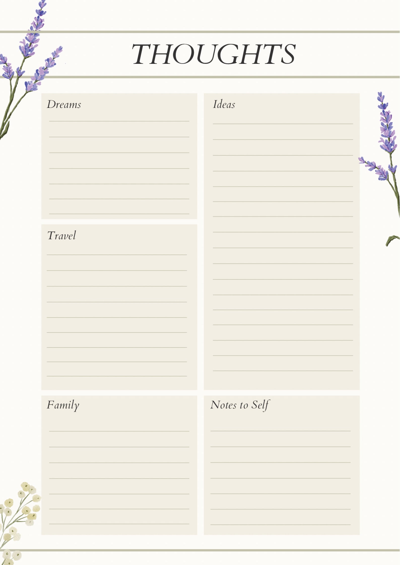 Printable Brain Dump Template Bundle, Planner Note Template Inserts ...