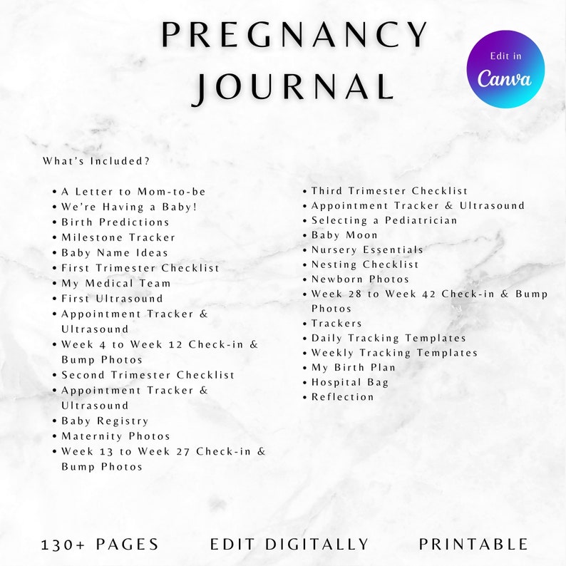 Pregnancy Planner Digital, Printable Pregnancy Journal, Expecting Mom ...