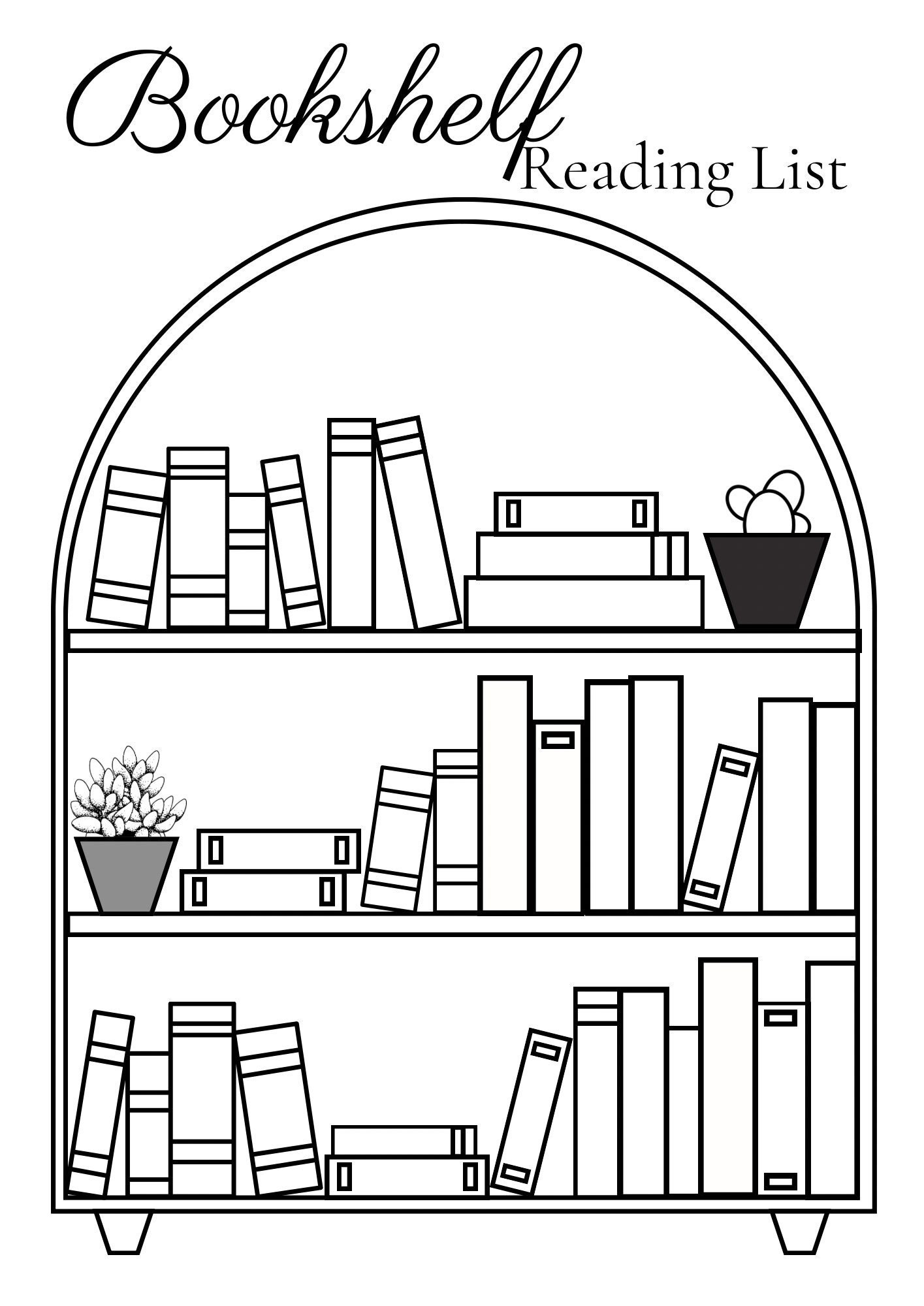 Digital Bookshelf Reading Tracker, Printable Reading Log and Bookmark ...