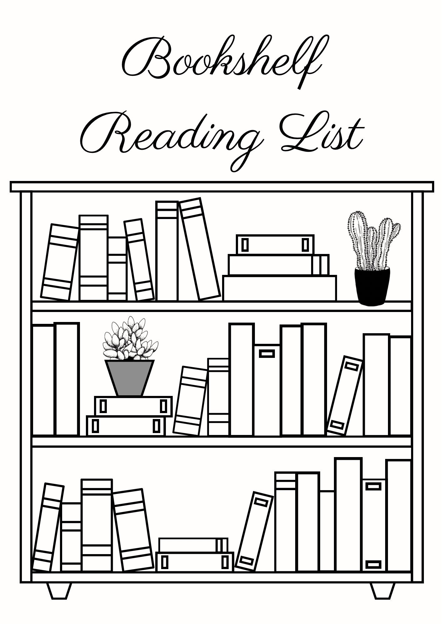Digital Bookshelf Reading Tracker, Printable Reading Log and Bookmark ...