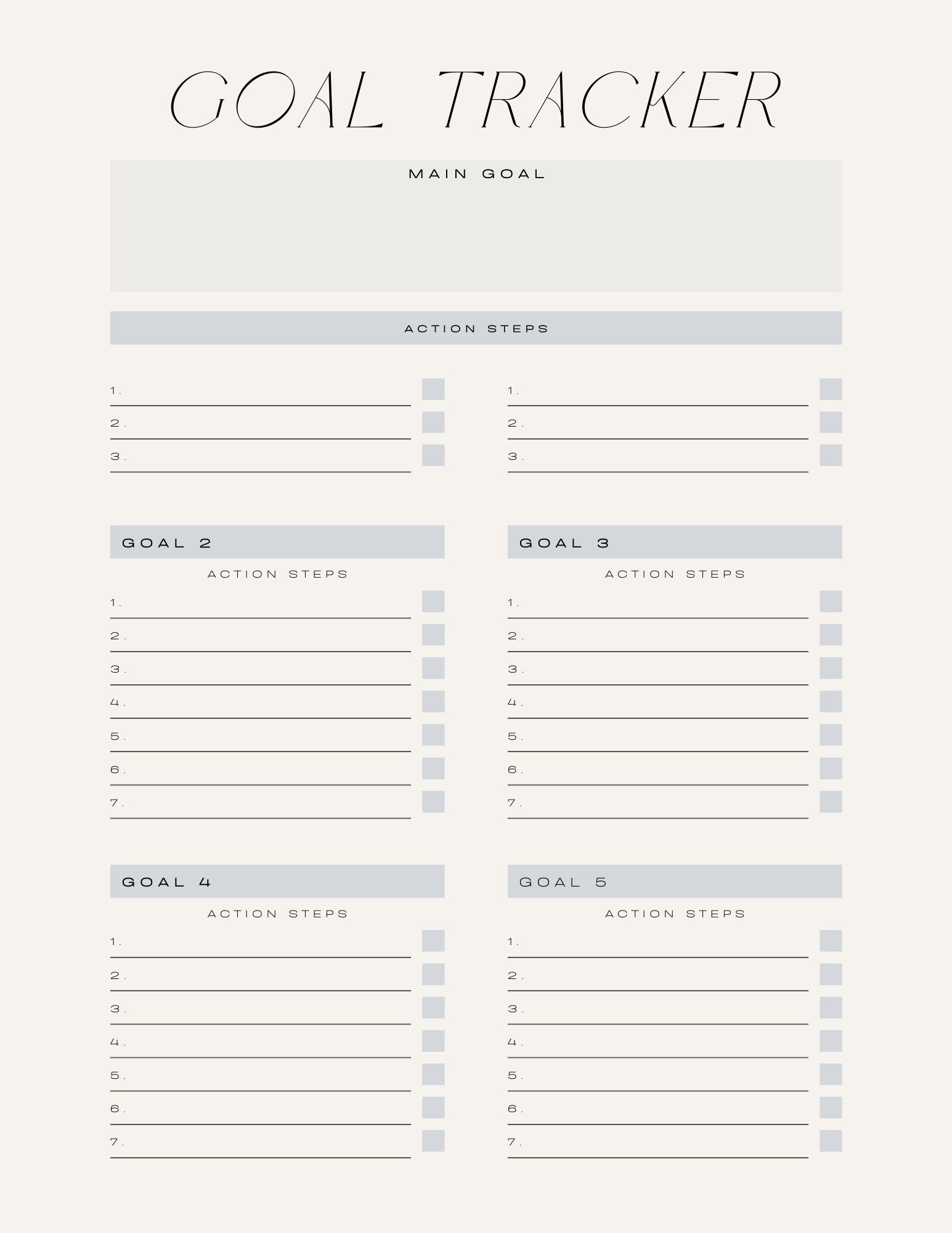 Year Review New Year's Resolution Goal Setting Tracker Printable ...