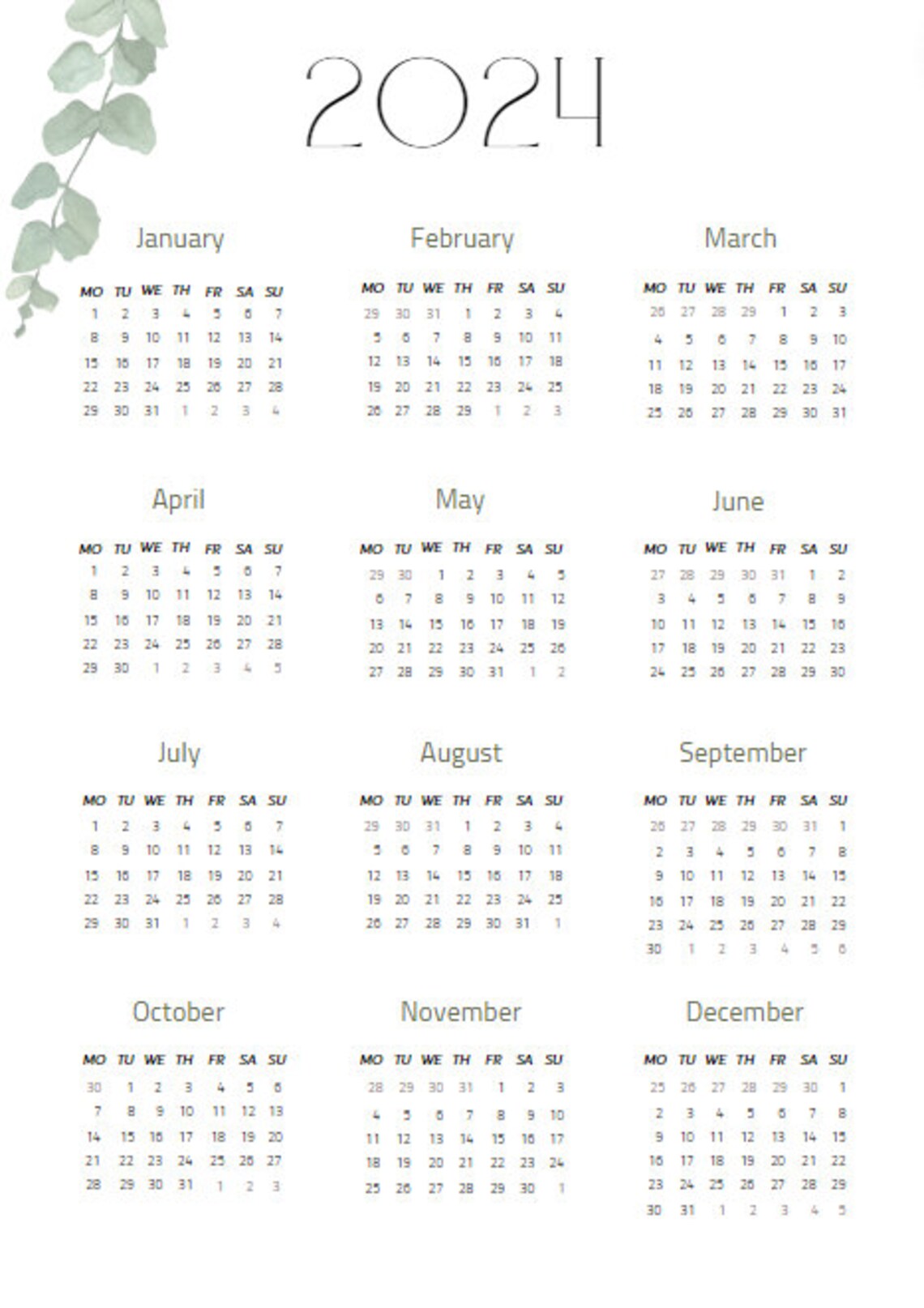 2024 Printable Planner, New Year, Planner Inserts, Tracker Printable ...