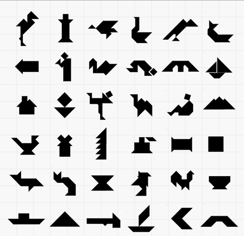 Tangram Puzzle With Selected Shapes (DIGITAL DOWNLOAD) - Etsy