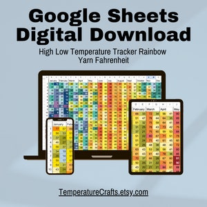Yarn High Low Temperature Tracker, Rainbow Google Sheets (digital ...