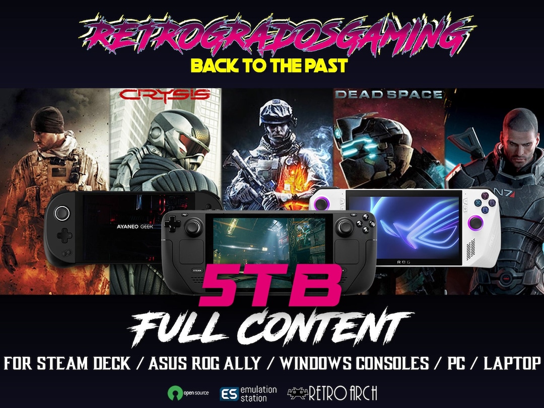 Batocera Emudeck Retrobat 5TB Content 44 Platforms for Steam Deck, Rog ...