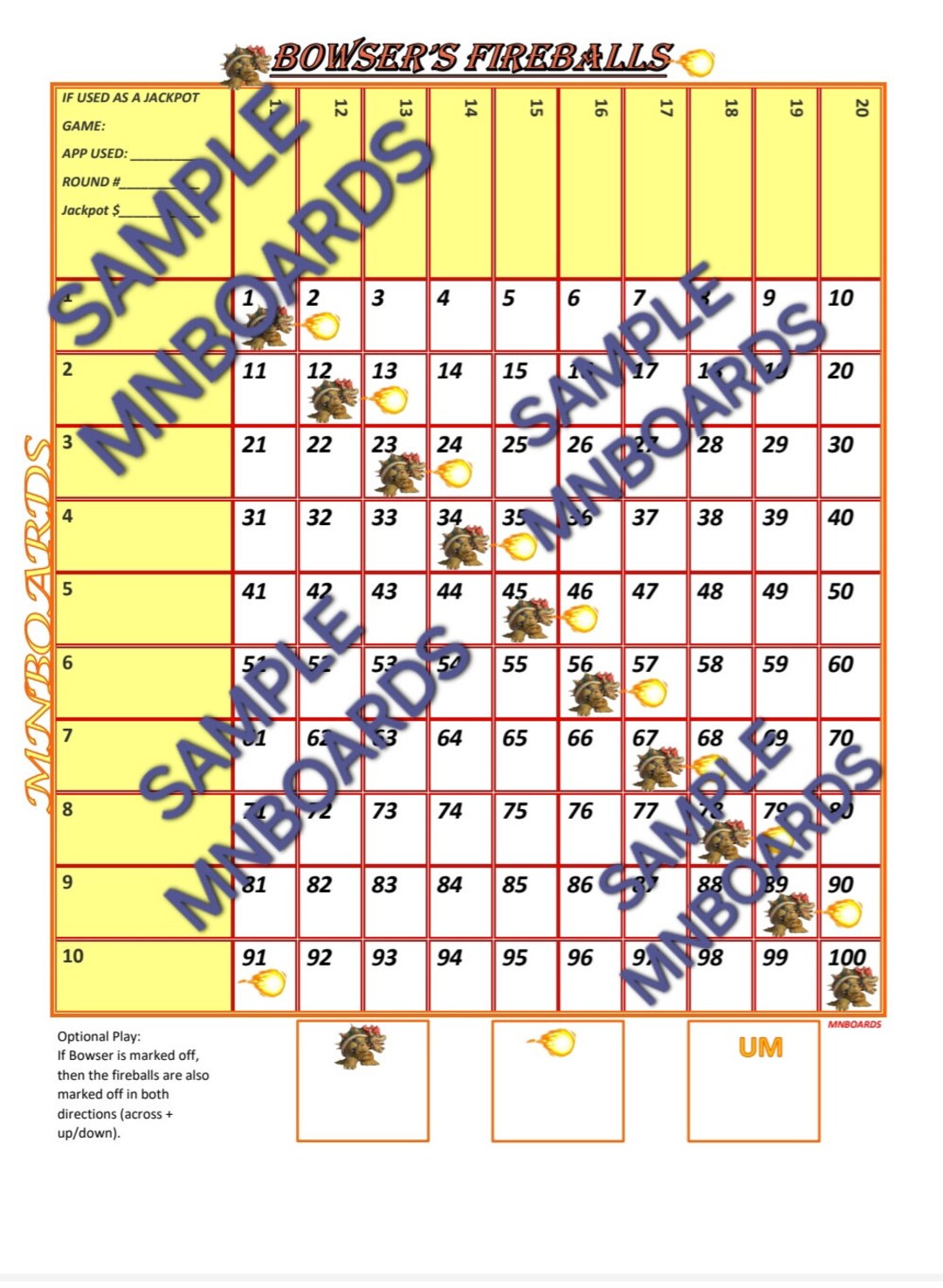 Bowser's Fireballs Grid Game Board (PDF) - Etsy