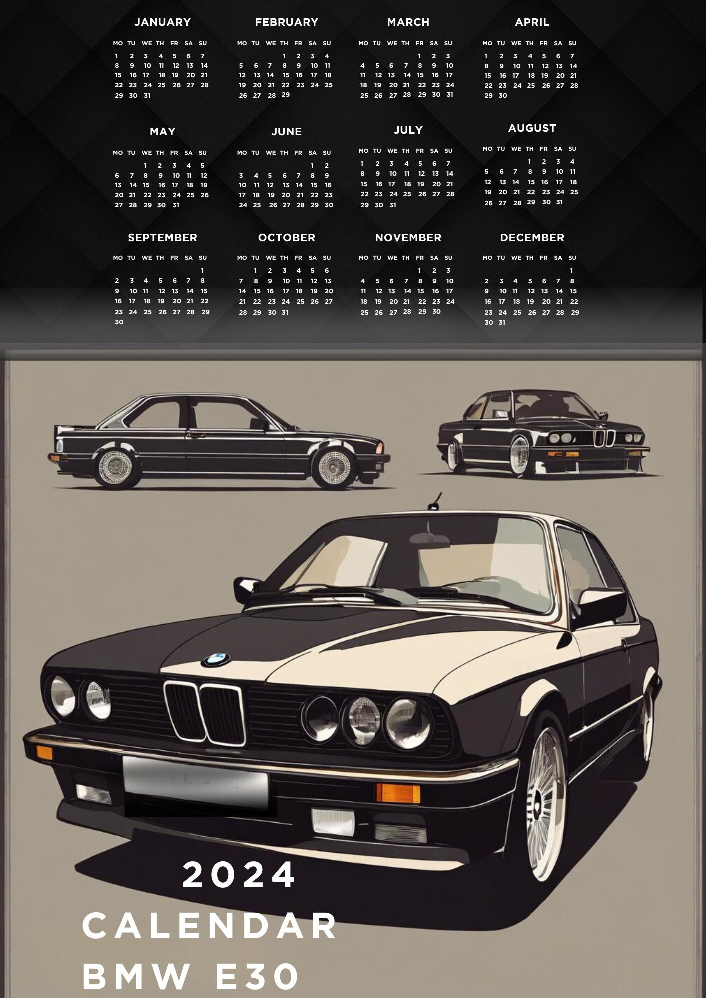 BMW E30 Calendar Poster, Wall Calendar - Etsy