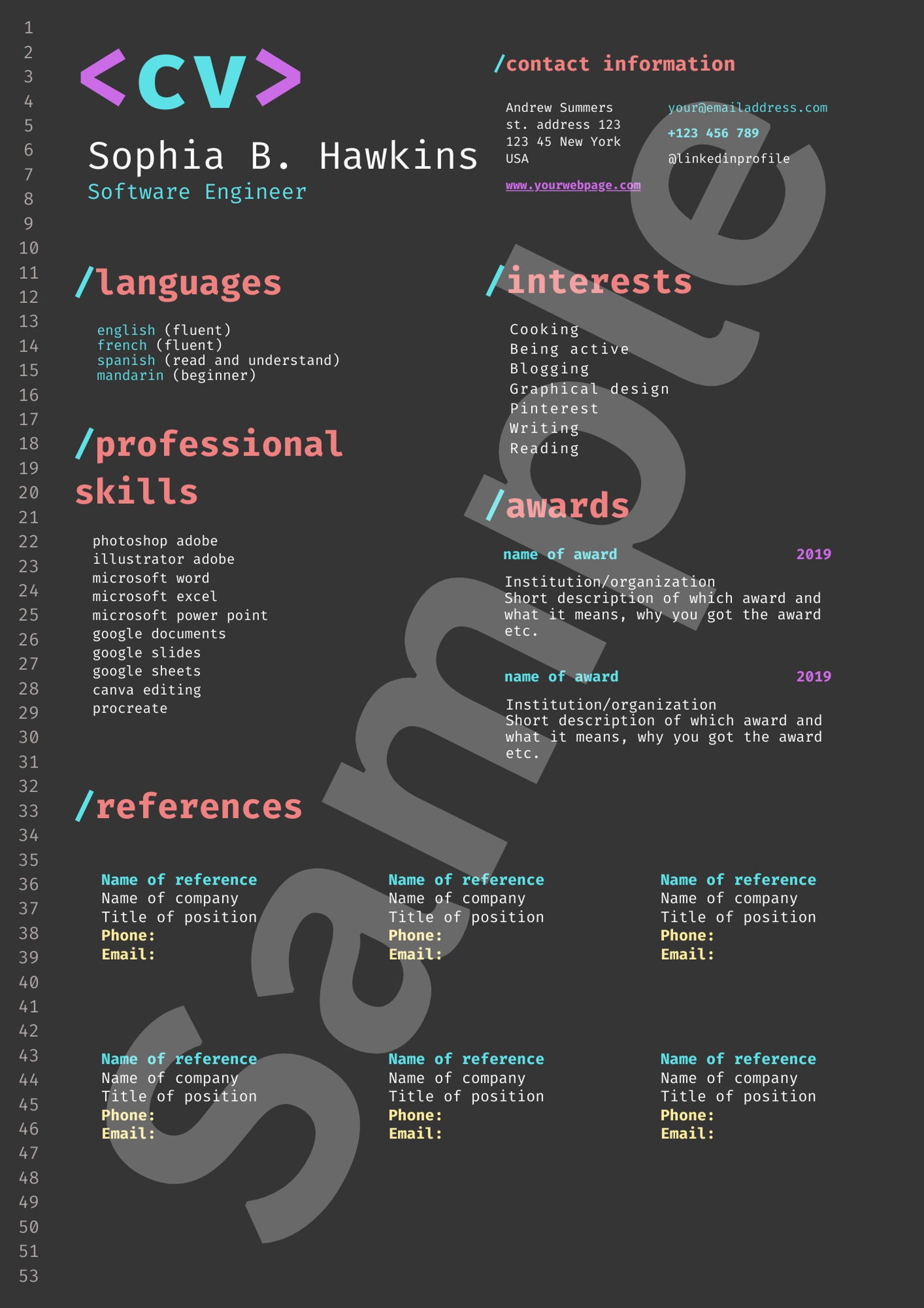 Resume CV Template Web Developer Resume Lebenslauf Resume Template Canva Resume Template ATS ...