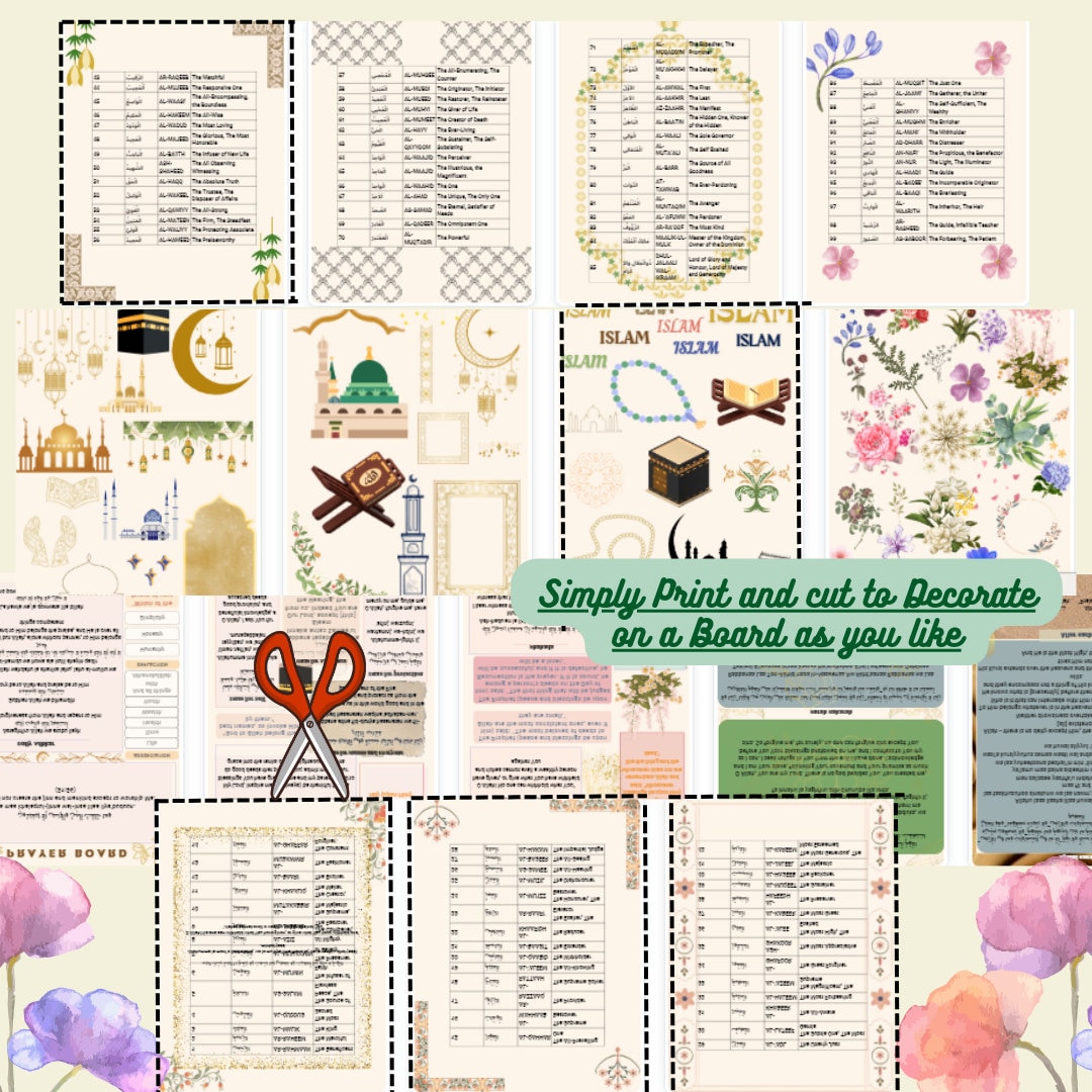 Islamic Prayer Board - Dua Board, Islamic Guide, Prayer Room Ideas ...