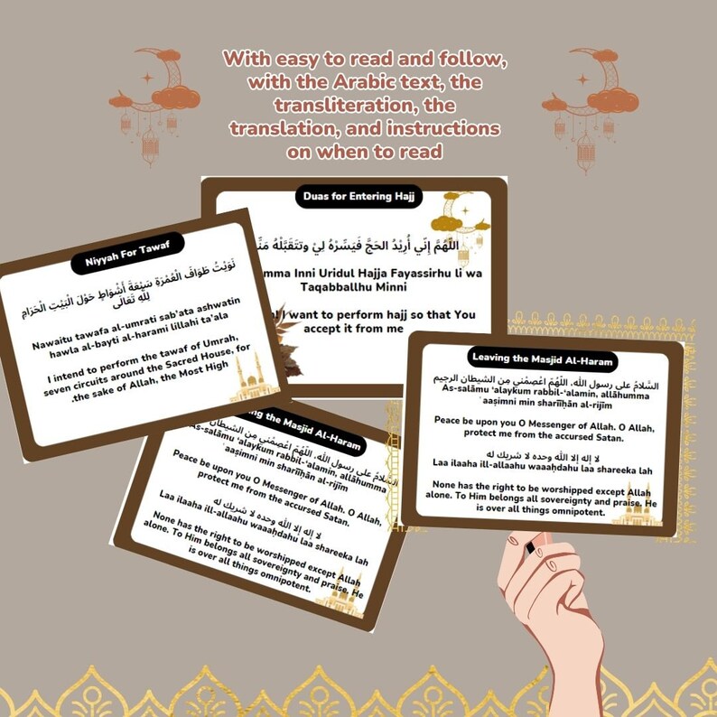 Hajj Dua Flashcards | Hajj Duas Printable Cards | Hajj Cards | Prayer ...