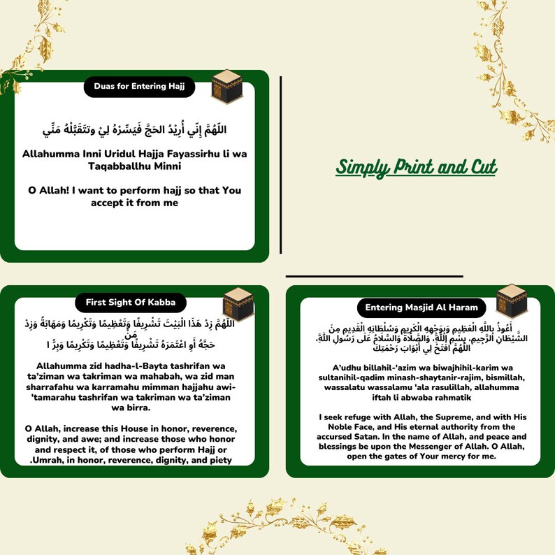 Hajj Dua Cards: Minimalist Islamic Prayer Cards (printable PDF) - Etsy