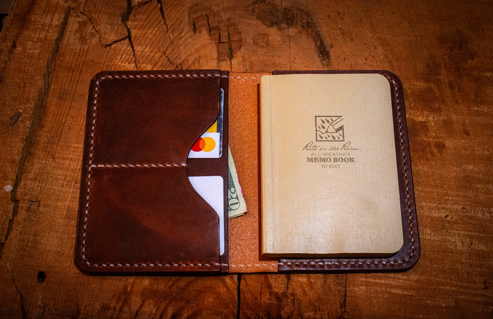 The Roosevelt Horween Dublin Bi-fold Leather Memo Book/passport Wallet ...