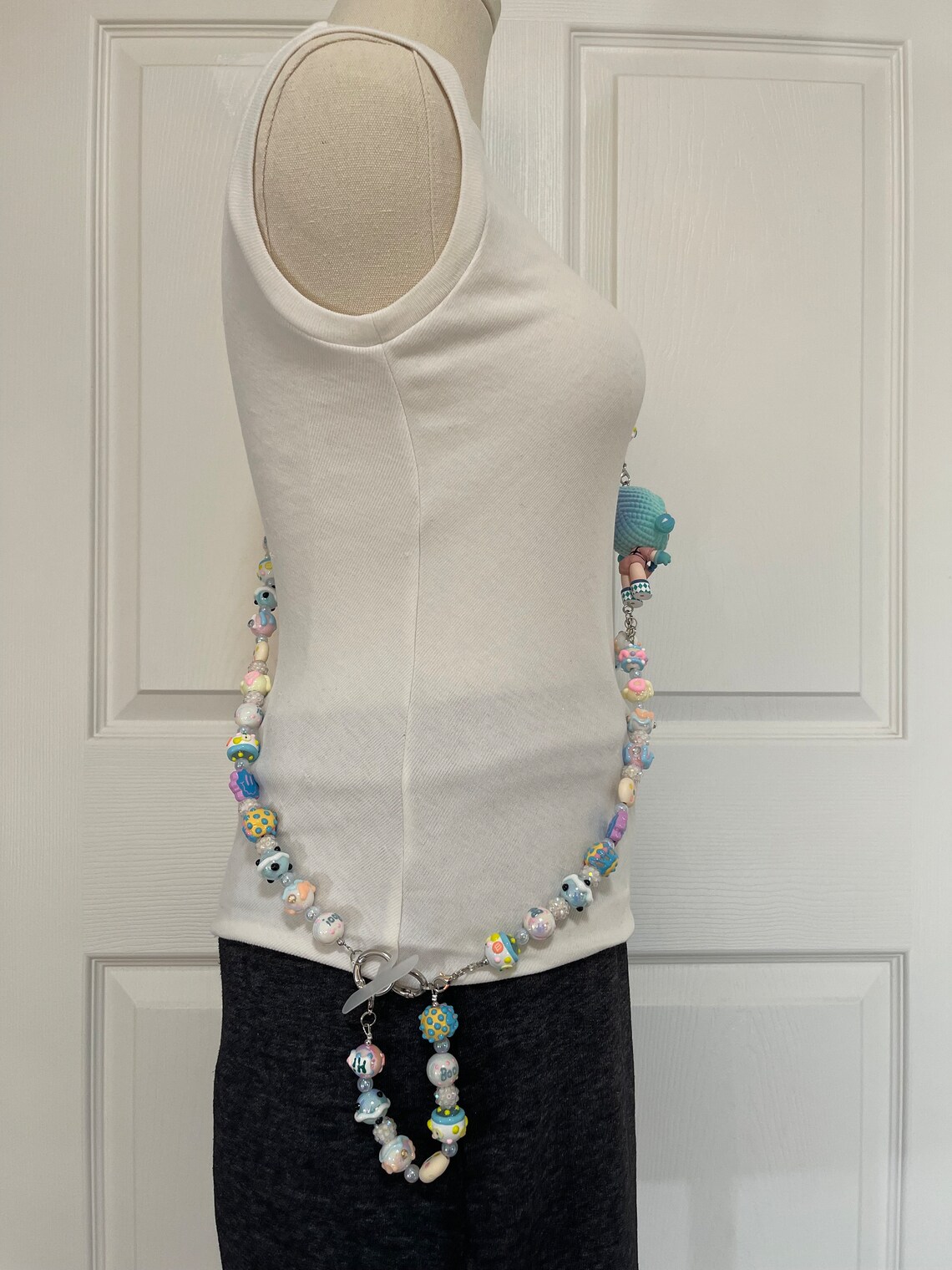 Handmade Crossbody Phone Strap Hand Painted Beads With Figure Toy ...