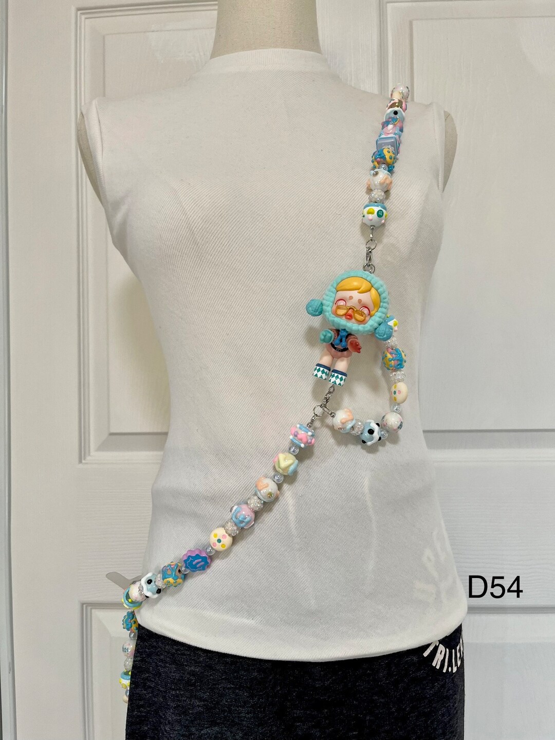 Handmade Crossbody Phone Strap Hand Painted Beads With Figure Toy ...