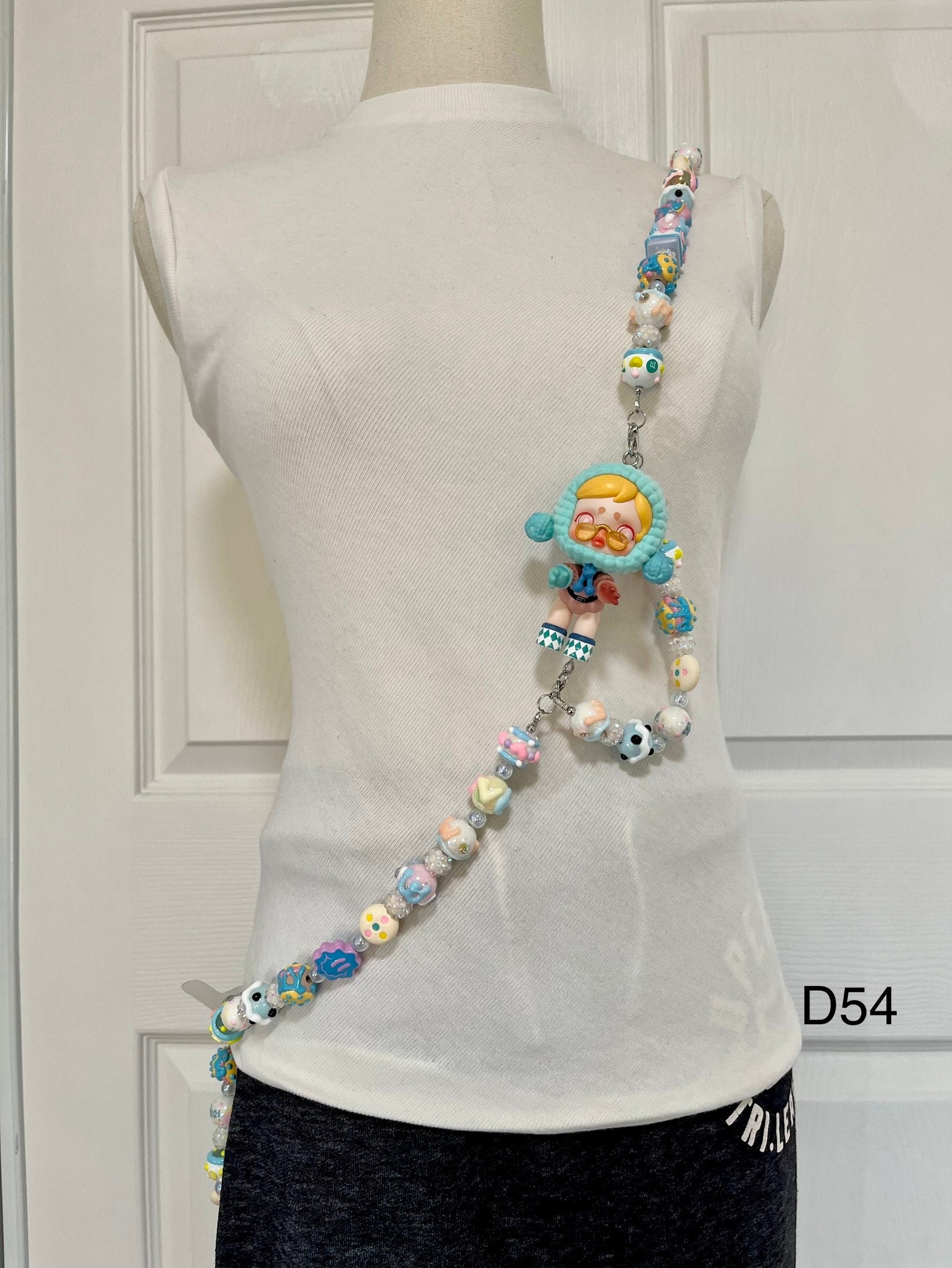 Handmade Crossbody Phone Strap Hand Painted Beads With Figure Toy ...