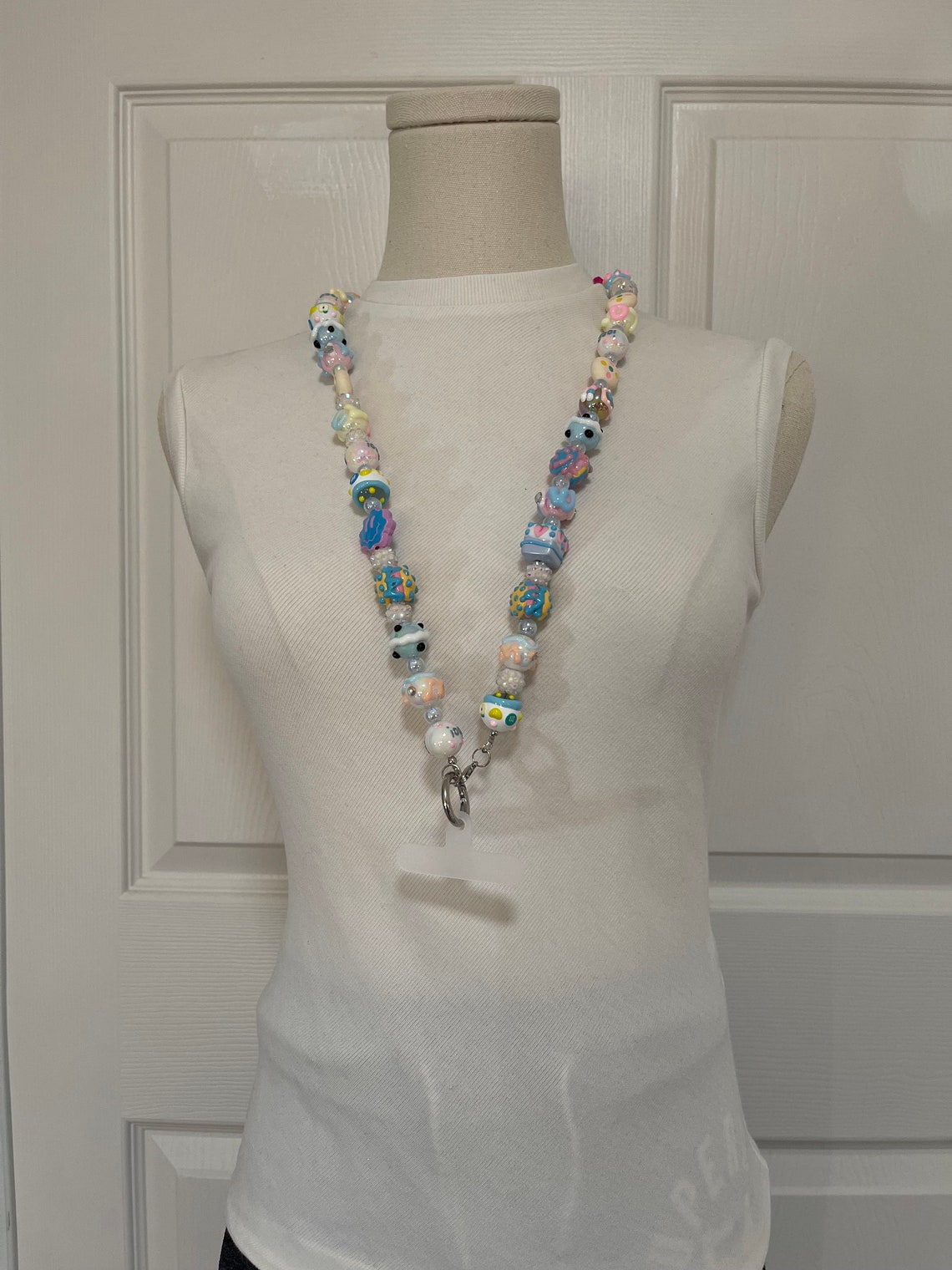 Handmade Crossbody Phone Strap Hand Painted Beads With Figure Toy ...