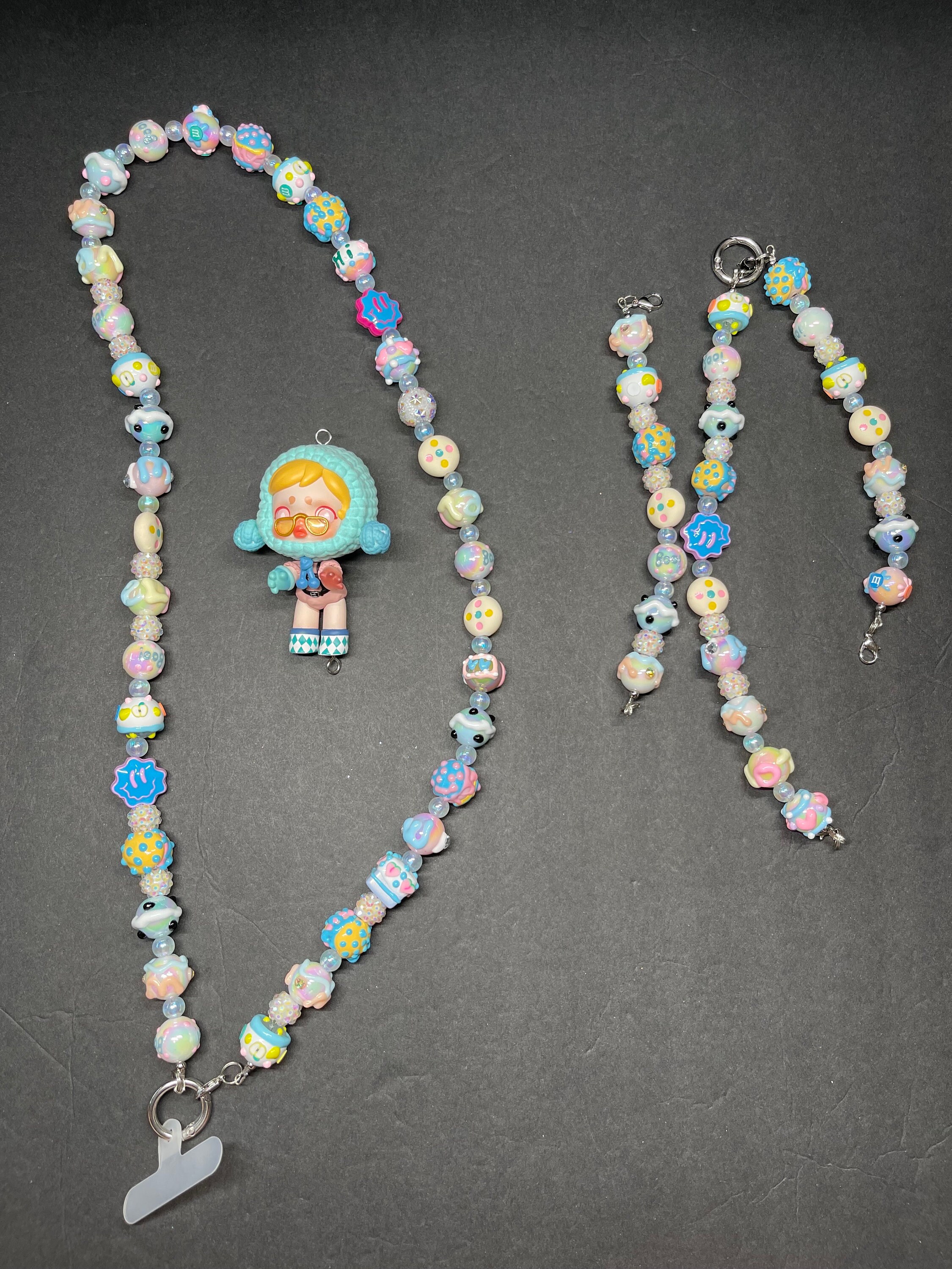 Handmade Crossbody Phone Strap Hand Painted Beads With Figure Toy ...