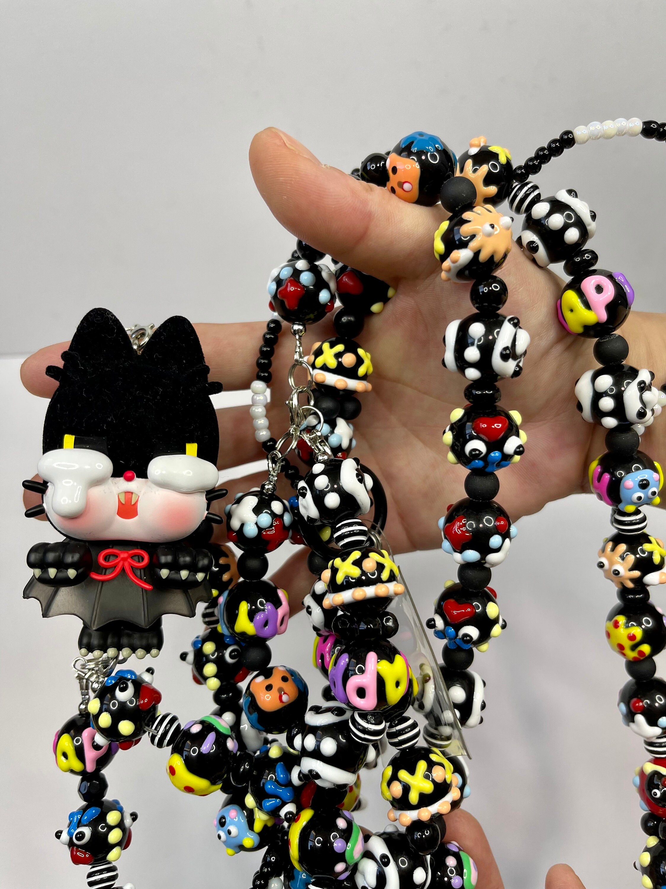 Handmade Crossbody Phone Strap Hand Painted Beads With Figure Toy for ...