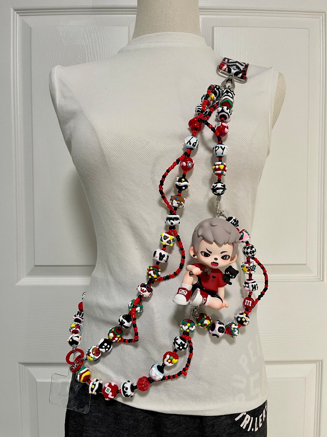 Handmade Crossbody Phone Strap Hand Painted Beads With Figure Toy for ...